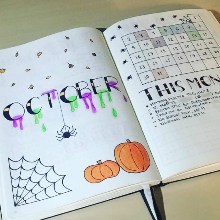 40+ Halloween Spreads For Your Bullet Journal | Little Miss Rose